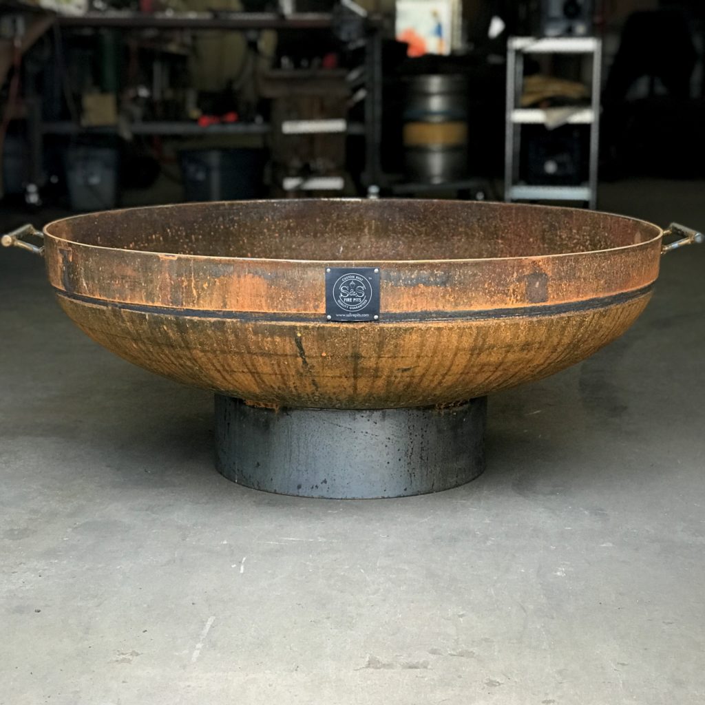 30” Elliptical Fire Pit on Flanged Base – Custom Fire Pits | Unique ...