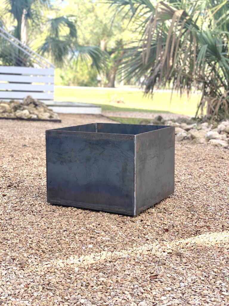 Corten Steel Planter Box 16x16x12 With Shelf – Custom Fire Pits ...