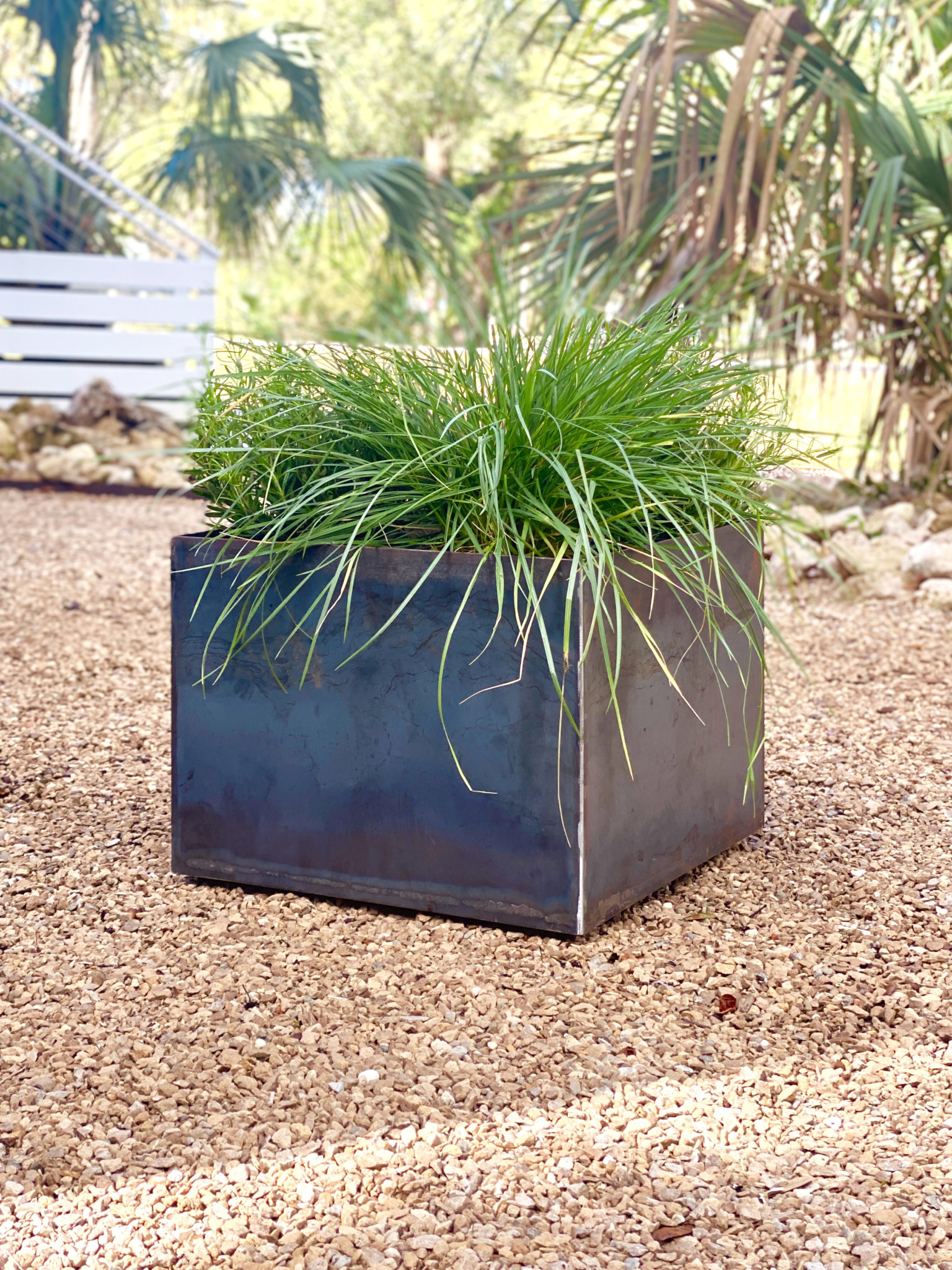 Corten Steel Planter Box 16x16x12 With Shelf | Custom Fire Pits ...