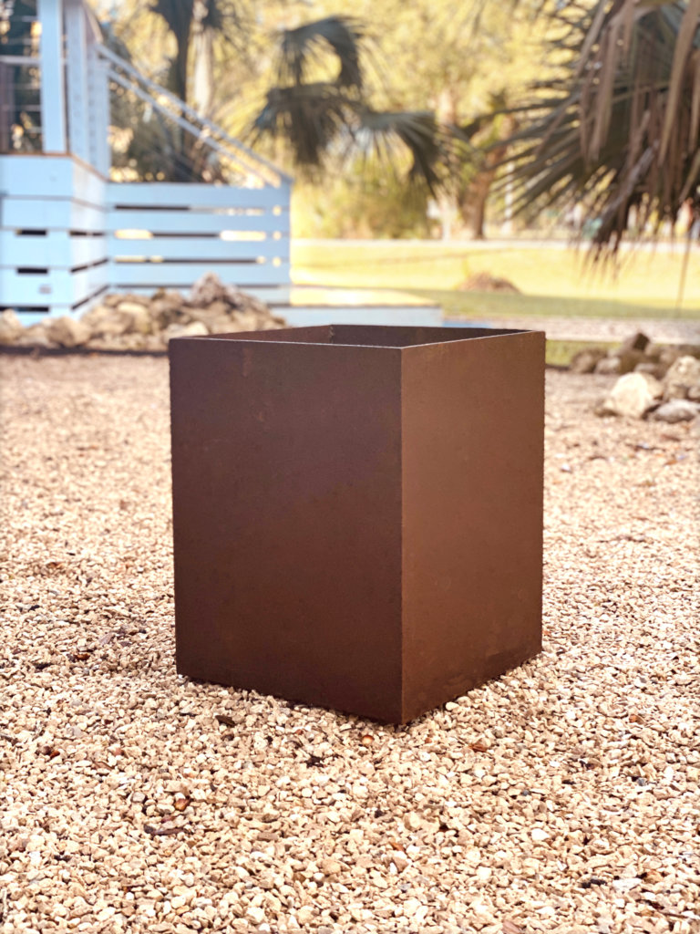 Corten Steel Planter Box 16x16x16 With Shelf